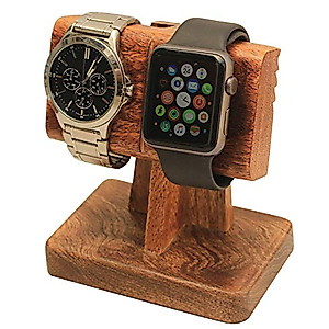 abhandicrafts 2 in 1 Watch Stand for Men Watch Display Stand Compliment All Watches/Moms, DADS, Grandparents Watch Organizer - Watch Holder