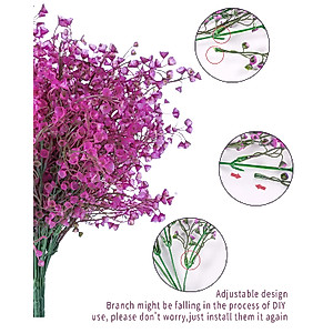 Omldggr 12 Bundles Artificial Shrubs Bushes Artificial Flowers Outdoor UV Resistant Plants Flowers Decorative Artificial Shrubs Bushes for Flower Arrangement Garden Home Decoration(Purple RED)