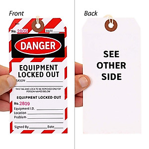 SmartSign Danger - Equipment Locked Out Tag with String Tear Stub | 2.875" x 5.75" Cardstock, Pack of 100
