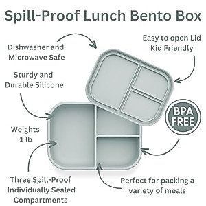 Ali+Oli Leak Proof Bento Box (Dream Blue) Food-Grade Silicone Bento Box, BPA, Phthalate, Lead, & PVC Free - Bento Lunch Box for Kids and Adults - Leak Resistant Sets With Lids Container