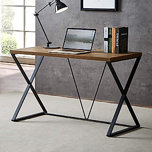 DYH Computer Desk 47 in, Home Office Writing Desk, Modern Simple Style Wood Table, Brown