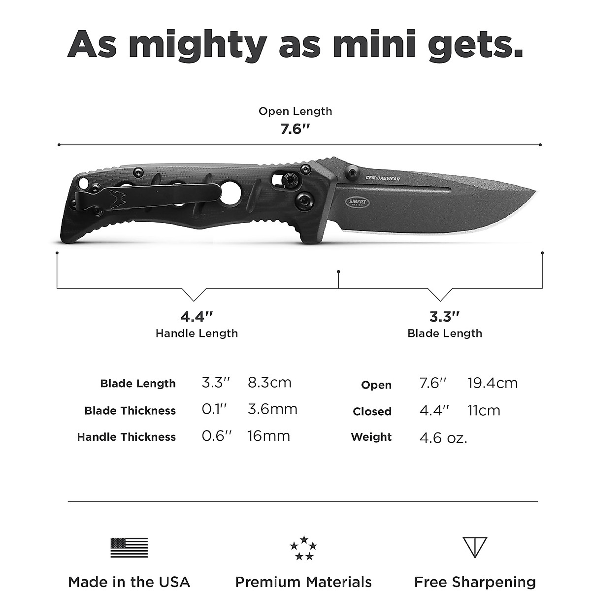 Benchmade - Mini Adamas 273 Tactical Knife with Black G10 Handle (273GY-1)