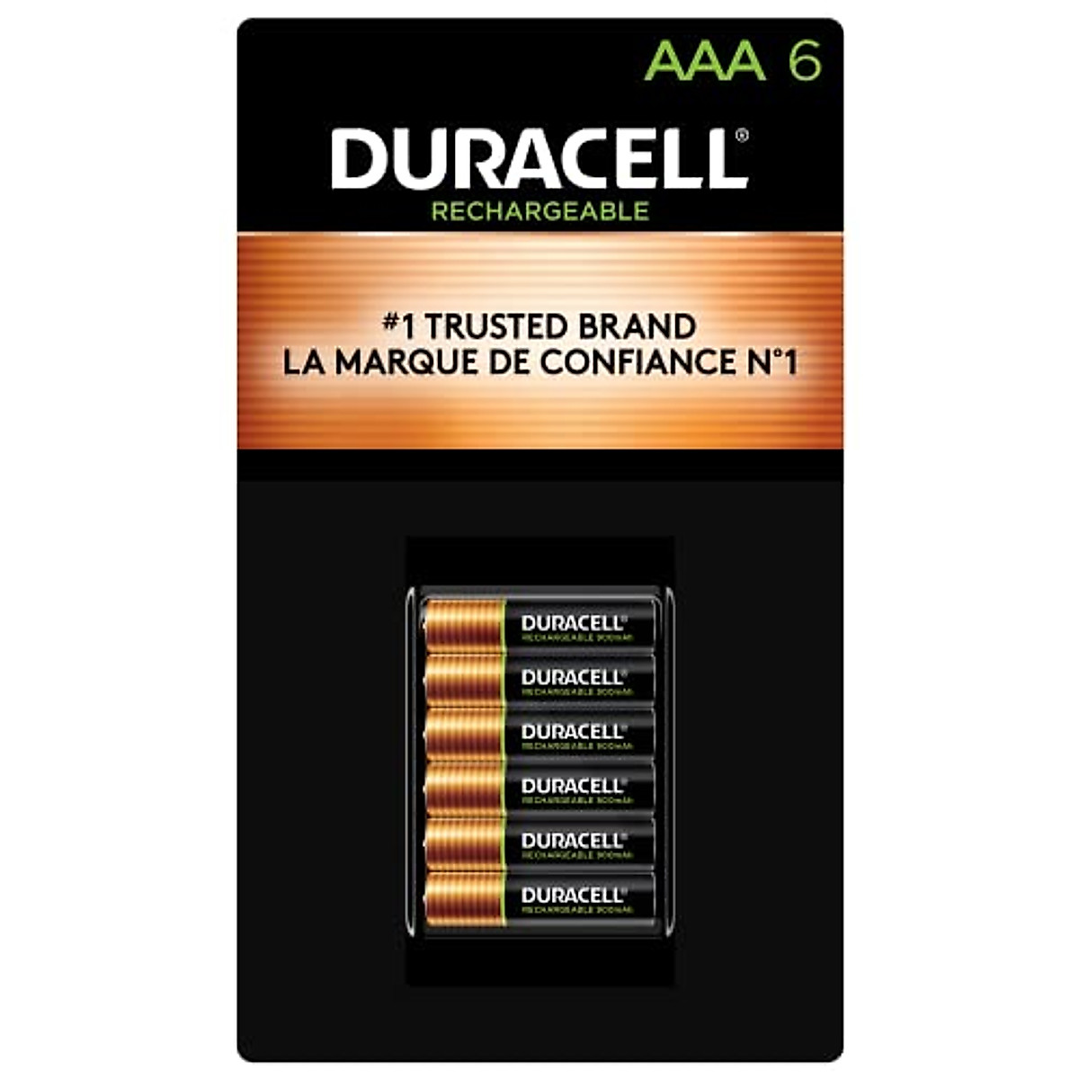 Duracell Rechargeable AAA Batteries, 6 Count (Pack of 1) Triple A Battery for Long-lasting Power, All-Purpose Pre-Charged Battery for Household and Business Devices