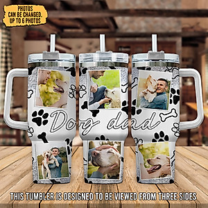 Hyturtle Personalized Pictured Dog Dad 40oz Tumbler with Handle and Straw Gifts for Dog Lovers, Birthday Father's Day Cup Gifts For Men, Best Gift Idea for Dogs Dad Stainless Steel Travel Cup With Lid