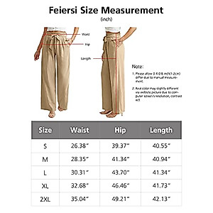 Feiersi Women Casual Wide Leg Pants High Waisted Business Work Casual Pants Loose Flowy Beach Palazzo Pants(Khaki,Small)