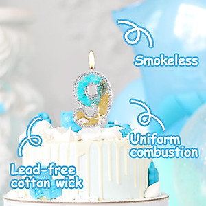 Birthday Candles Number 1 Candle, Handmade Numeral Candle Cake Topper, Perfect for Mermaid Theme Baby Shark Theme Finding Nemo Theme Birthday Party Favors Decorations