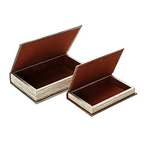 Creative Co-Op MDF & Canvas Book, Set of 2 New England Landscapes Storage Box, Multi Color, 2 Count