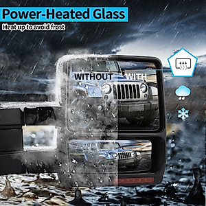 AUTOSAVER88 Towing Mirrors Compatible with 2004 2005 2006 Ford F150 Truck, Trailer Tow Mirrors w/Power Heated Glass Turn Signal Puddle Lamp, Manual Telescoping and Folding Side Mirror