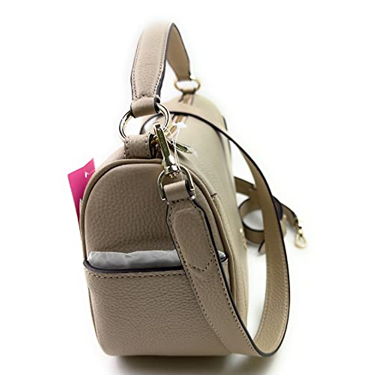 Kate Spade Smoosh Top Zip Satchel Crossbody Pebbled Leather (Light Sand)