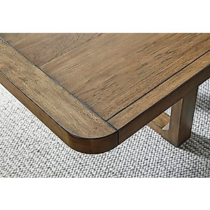 Signature Design by Ashley Cabalynn Farmhouse Dining Extension Table with 1 Removable Center Leaf, Light Brown