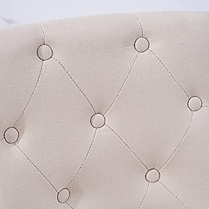 nozama Upholstered Dining Chairs Set of 2 Elegant Tufted Fabric Parsons Chair with Solid Wood Legs (Dark Beige)