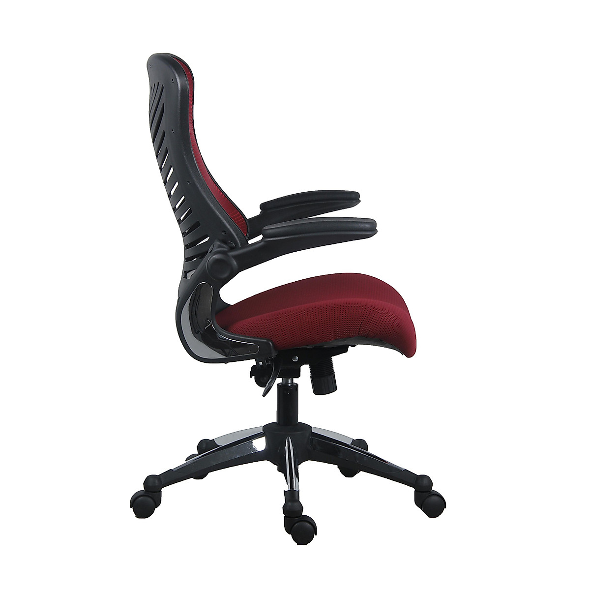 OFFICE FACTOR Burgundy Office Chair, Ergonomic, Lumbar Support, Adjustable Executive & Task Chair for Office/Conference Room. Thick Seat & Raisable Arm Rest, Mesh Back, 250 Lbs Rated