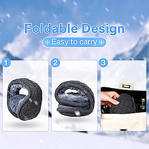 Ficerd 4 Pieces Unisex Warm Knit Earmuffs Furry Fleece Winter Ear Muffs Foldable Ear Covers Soft Pure Color Ear Warmer for Women Men Outdoor Activities