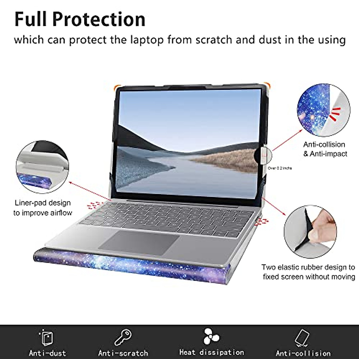 Alapmk Protective Cover Case for 12.4" Microsoft Surface Laptop Go 2 2022/Surface Laptop Go 2021 [Note:Not fit 13.5 Inch Surface Laptop 1 2 3/15 Inch Surface Laptop 3],Galaxy