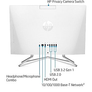 HP All-in-One Desktop, 21.5" FHD Display, Intel Celeron J4025, 16GB DDR4 RAM, 1TB PCIe SSD, Webcam, Wired Keyboard&Mouse, WiFi, HDMI, RJ-45, Windows 11 Home, White
