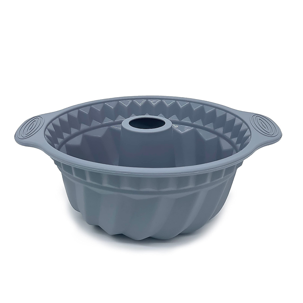 A person who loves life 10" Silicone Bundt Cake Pan, Non-Stick Silicone Bundt Pan with Handle, Home Baking DIY Cake Mold for Cake, Chocolate, Jelly, Bread, Gelatin (Nordic Grey)