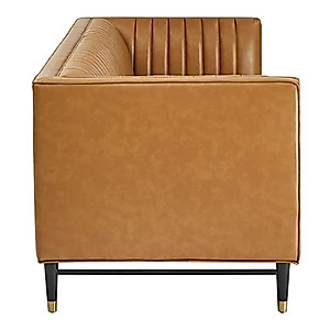 Modway Devote Channel Tufted Vegan Leather, Sofa, Tan