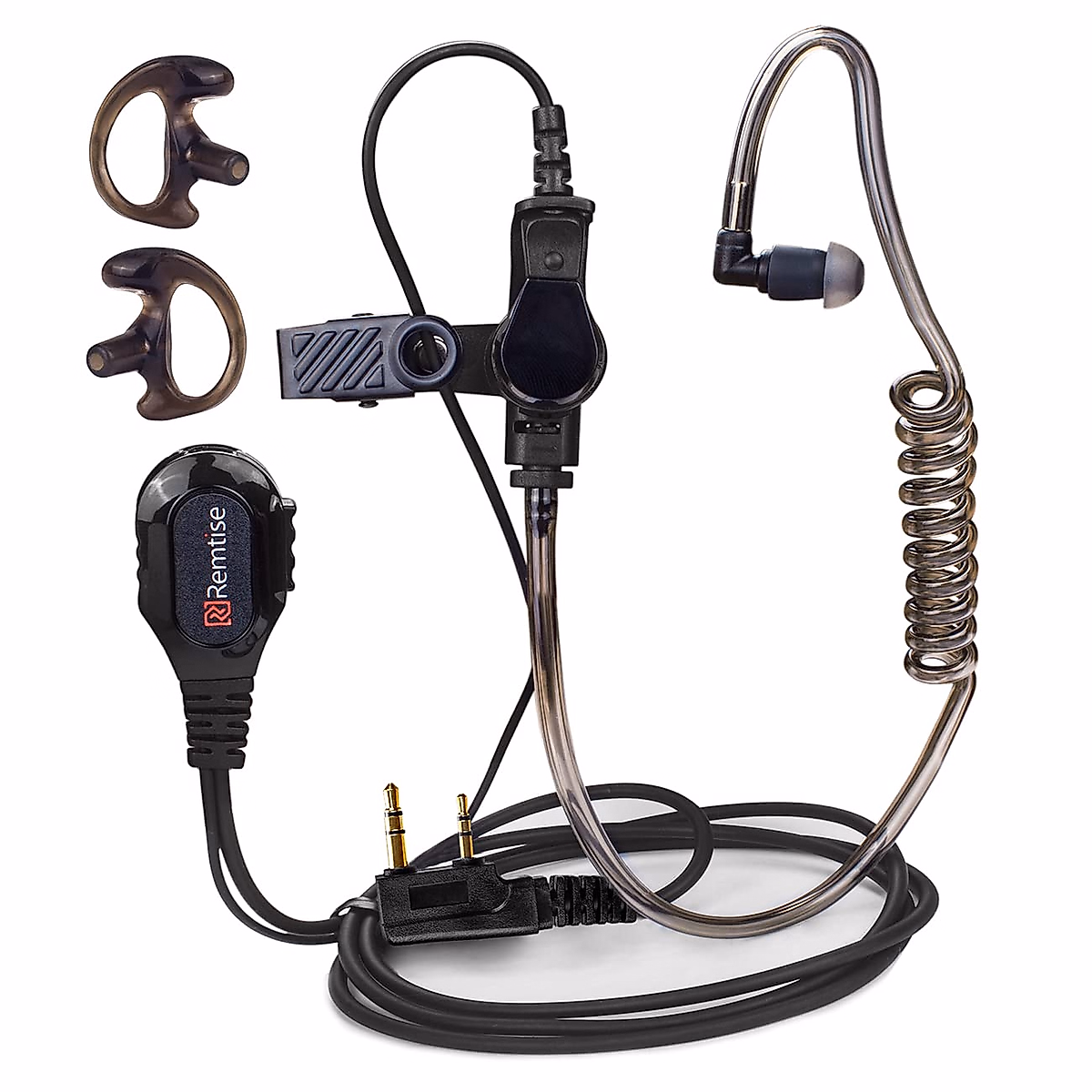 Covert Acoustic Tube Earpiece with Mic for Baofeng UV-5R Walkie Talkies, Surveillance Headset and PTT Compatible with 2 Way Radios Brands Baofeng and Kenwood, Puxing, Wouxun (Black)