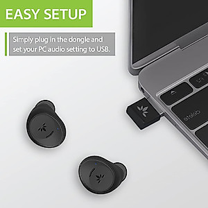 Avantree Ace M10 - Wireless Earbuds for PC Laptop Computer with USB Adapter, Bluetooth 5.2, Noise Cancelling Mic for Clear Calls, Connecting with Phones for Music, aptX Adaptive, 36Hrs