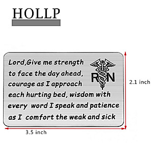 HOLLP Nurse Prayer Wallet Card Lord Give Me Strength Courage Wisdom Patience Gift for Nurse Nursing School Graduation Gift RN Jewelry (Silver)