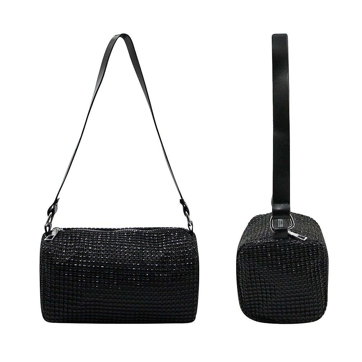 RARITYUS Women Crystals Sparkling Glitter Evening Clutch Handbag Mini Top Handle Purse with Chain for Party Wedding Prom