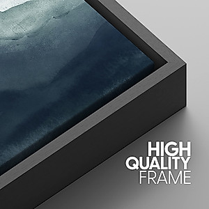 SIGNWIN Framed Canvas Print Wall Art Blue & Green Mountains in Fog Nature Wilderness Illustrations Modern Art Rustic Scenic Relax/Calm Cool for Living Room, Bedroom, Office - 16"x24"x3 Black