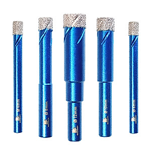 Dry Diamond Drill Bit Set,BRSCHNITT 5pcs 6 6 8 10 12 mm Diamond Hole Saw Core Drill Bit with Round Shank for Porcelain Tile Ceramic Stone Granite Marble,Dry Drilling Diamond Core Drill Bit Kit
