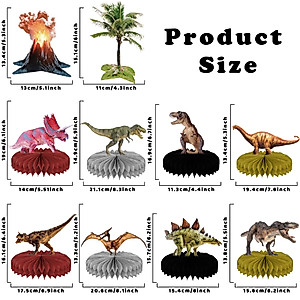 Tevxj 10 Pcs Dinosaur Centerpieces for Birthday Party 3D Dino Honeycomb Table Decorations Dinosaur Safari Jungle Animal Theme Baby Shower Table Paper Topper Stand Decor For Boys Girls Kids