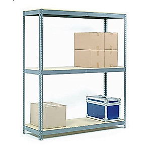 Global Industrial Wide Span Rack 72Wx15Dx60H, 3 Shelves Wood Deck 900 Lb Cap. Per Level, Gray