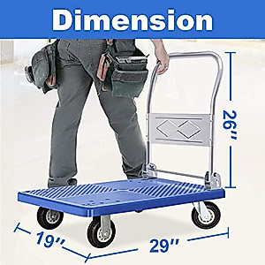 ShiningShow Foldable Hand Platform Truck with 440lb Weight Capacity and 360 Degree Swivel Wheels, Foldable Push Hand Cart for Loading and Storage