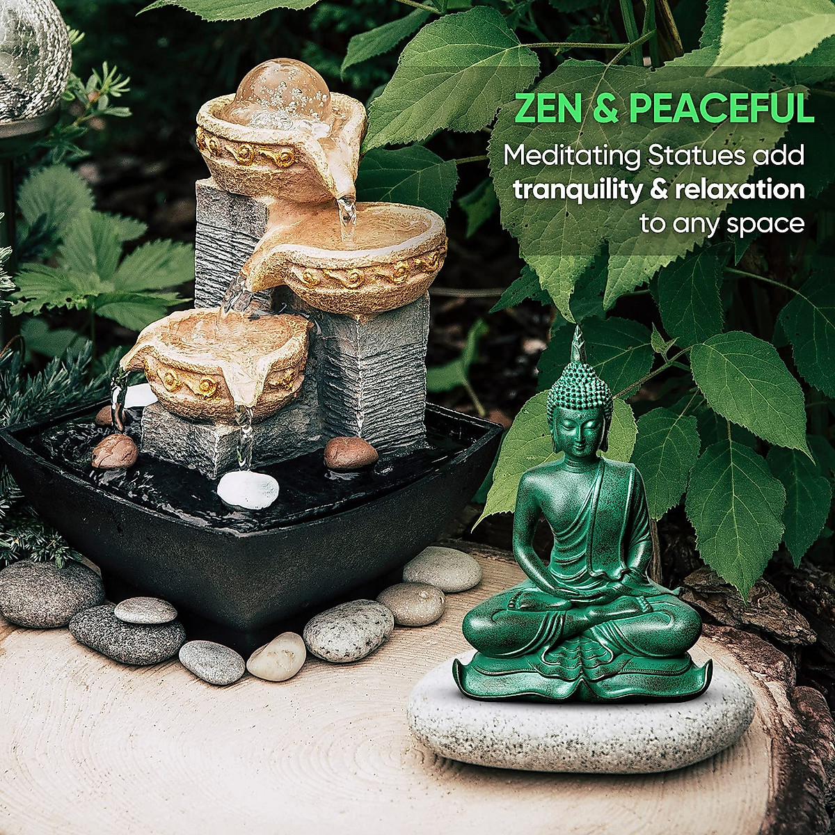 DBassinger Buddha Statue for Home Decor,6.18" Antique Thai Shakyamuni Sitting Statue Resin with Bronze Finish, Great Decoration for Meditation Altar