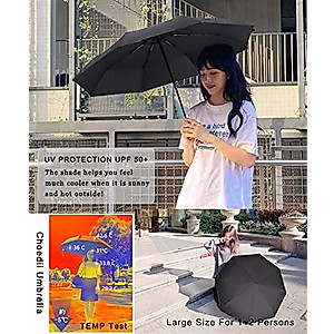 choedii Sun Umbrella UV protection Compact Portable Ultra light Weight Parasol Travel Rain Umbrella For Walking Women Waterproof Folding Umbrella 8 Ribs 0.59 Lbs (Black Manual)