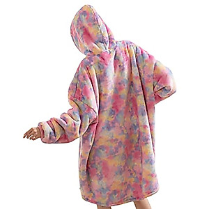 HANYUN Wearable Blanket Sweatshirt for Women and Men,Oversized Sherpa Fleece Blanket Hoodie with Giant Pocket Super Warm and Cozy