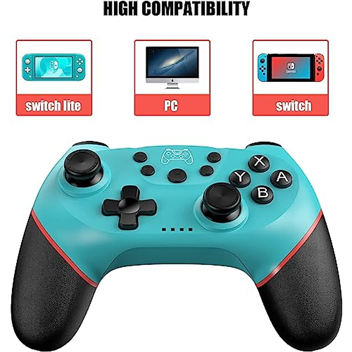 Diswoe Controller for Switch, Wireless Pro Controller for Switch/Switch Lite/Switch OLED, Remote Gamepad with Joystick, Adjustable Turbo Vibration, Ergonomic Non-Slip - Blue