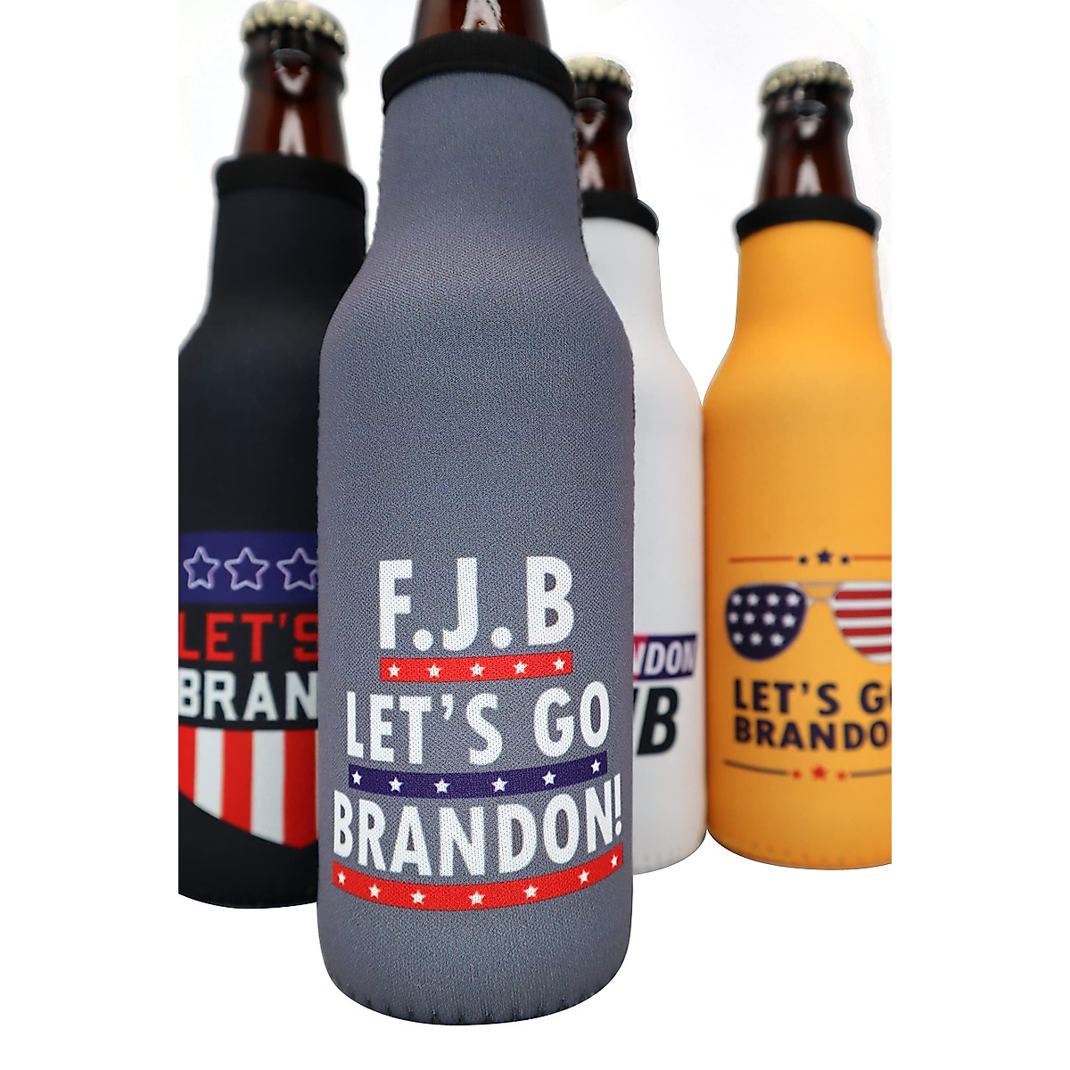Let's Go Brandon Republican Gift - FJB Ferk Jer Berdin LGBFJB Patriotic Trump Gifts for Him Insulated Cooler Sleeve with Zipper, Built-In Removable Bottle Opener, 12 oz. Bottle Insulator Thermocooler
