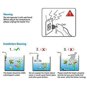 DOMICA 50W Adjustable Aquarium Heater, Submersible Water Heater for Small Fish Tank (8-16 gallons) with Free Thermometer Sticker