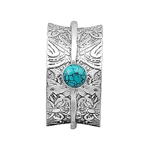 Shine Jewel Spinner Ring with Turquoise 925 Sterling Silver Fidget Band Meditation Ring for Men Women Anxiety Stress Relieving Size 9