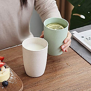 Choary Eco-friendly Unbreakable Reusable Drinking Cup for Adult(12 OZ), Wheat Straw Glasses Healthy Tumbler Set 5-Multicolor, Dishwasher Safe