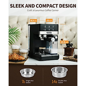 Amaste Espresso Machine, 20 Bar Cappuccino Machine With Touch Screen, Espresso Machine with Milk Frother for Home, 3-in-1 Latte Machine With Milk Tank for Espresso, Cappuccinos & Lattes, 1350W