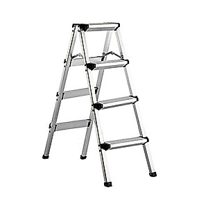 PENGJIE Folding Ladder Step Stool Ladder Stool 4 Step Folding Aluminum Heavy Duty Steel Portable Anti Slip Mat Tread Compact 150 Kg Capacity