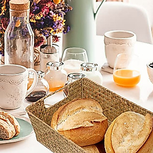 DOITOOL Large Woven Basket for Storage Natural Wicker Basket for Organizing, Wicker Storage Basket with Handle for Pantry, Hand Woven Basket for Bedroom, Living, Shelves, Beige, 33X23X11CM