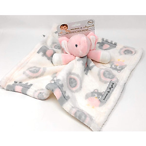 Blankets and Beyond Baby Plush Elephant Security Blanket Pink/White/Grey Nunu
