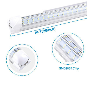 FTUBET T8 LED Light Tube, 4FT 60W, 6500Lm, 6500K Cool White Clear Cover, 4FT Tube Light,Linkable Integrated Fixture,T8 LED Shop Light for Garage,Warehouse,25PCS