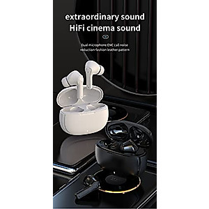 Wireless Earbuds - Bluetooth 5.1 Headphones - ENC Noise Cancellation, Waterproof, Noise Reduction, HiFi Sound, Dual Mic, Smart Touch Control, Charging case, Battery Display, Leather Design.