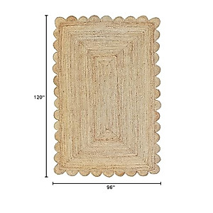 Gautam International Scalloped Natural Jute Area Rug, Natural Color (8'X10')