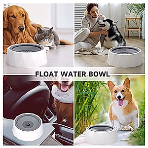 ELS PET Dog Bowl No Spill, Pet Water Bowl No Drip Slow Water Feeder Cat Bowl, Pet Water Dispenser 70oz/2L Large Capacity Travel Water Bowl for Dogs, Cats (Grey with Filter, 1L)