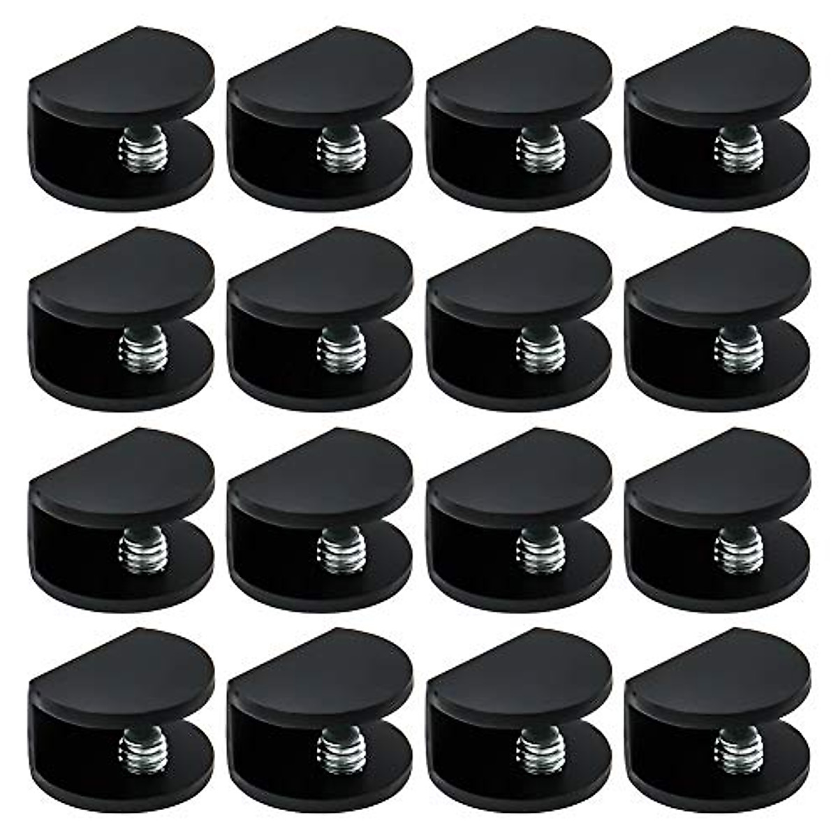 LC LICTOP Adjustable Aluminum Alloy Glass Clamp Clip Holder Black Half Round for 0.2"-0.31" Glass 16pcs