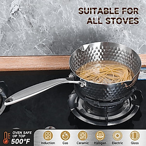 INQIBEE 1.5-2.5 QT Tri-ply Stainless Steel Saucepan Set of 2,lnduction Cooking Sauce Pots with Lids,Heavy Duty,Dishwasher and Oven Safe.