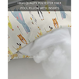 Recliner Head Pillow Ledge Loungers Chair Pillows with Insert Cute Cartoon Aanimals Tiger Lion Elephant Bear Penguin Lumbar Pillow with Adjustable Strap Patio Garden Cushion for Bench Couch, 2 PCS