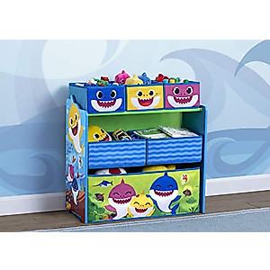 Baby Shark Kids Table and Chair Set with Storage (2 Chairs Included) Plus Design & Store 6 Bin Toy Storage Organizer - Ideal for Arts & Crafts, Homeschooling, Homework & More by Delta Children